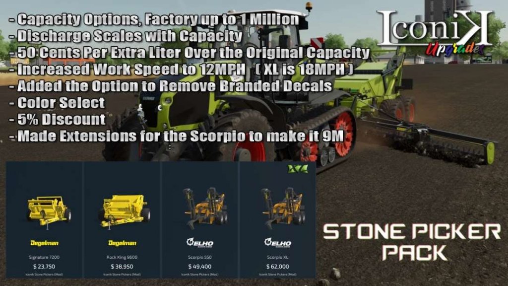 Iconik Stone Picker Pack v1.0 - FS25 / FS22 Mod