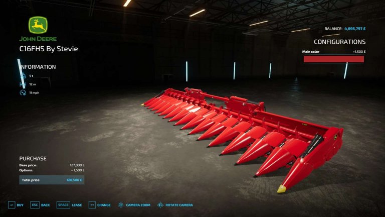 John Deere C16F Corn Header v1.0 - FS25 / FS22 Mod