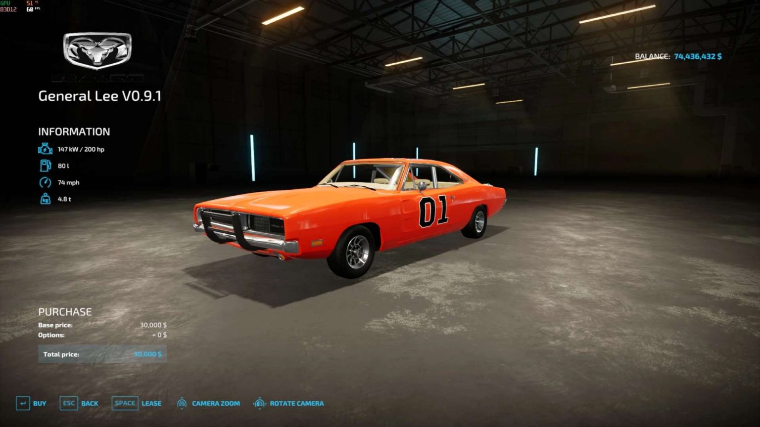 The General Lee v1.0.0.0 - FS25 / FS22 Mod