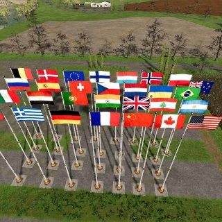 International Flags Pack V1.1.0.0 - FS25 / FS22 Mod