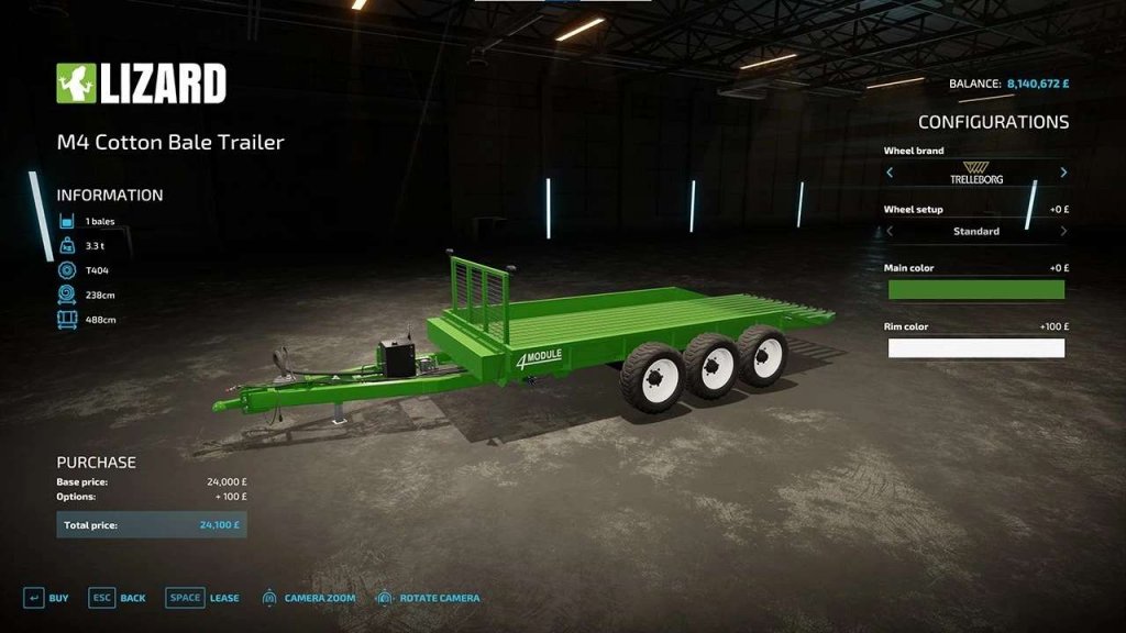 M4 Cotton Bale Trailer v1.1.0.0 - FS25 / FS22 Mod