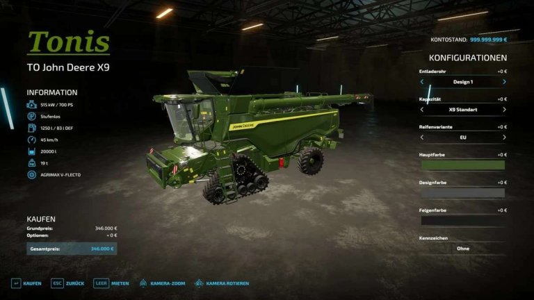 John Deere X9 v1.3.2.0 - FS25 / FS22 Mod