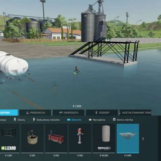 Placeable water 100x100m with free watertrigger v1.0.0.0 - FS25 / FS22 Mod