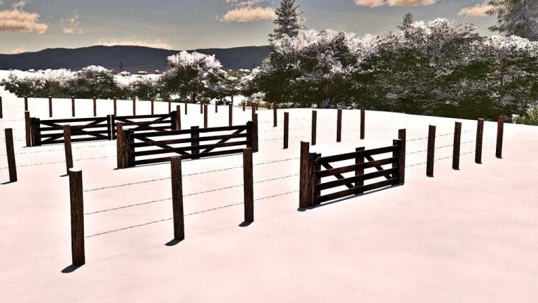 Barbed Wire Fence And Wooden Gate v1.0.0.0 - FS25 / FS22 Mod