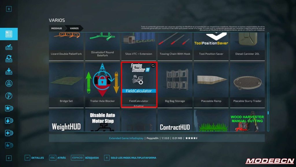 Field Calculator ESPANOL v1.1.0.0 - FS25 / FS22 Mod
