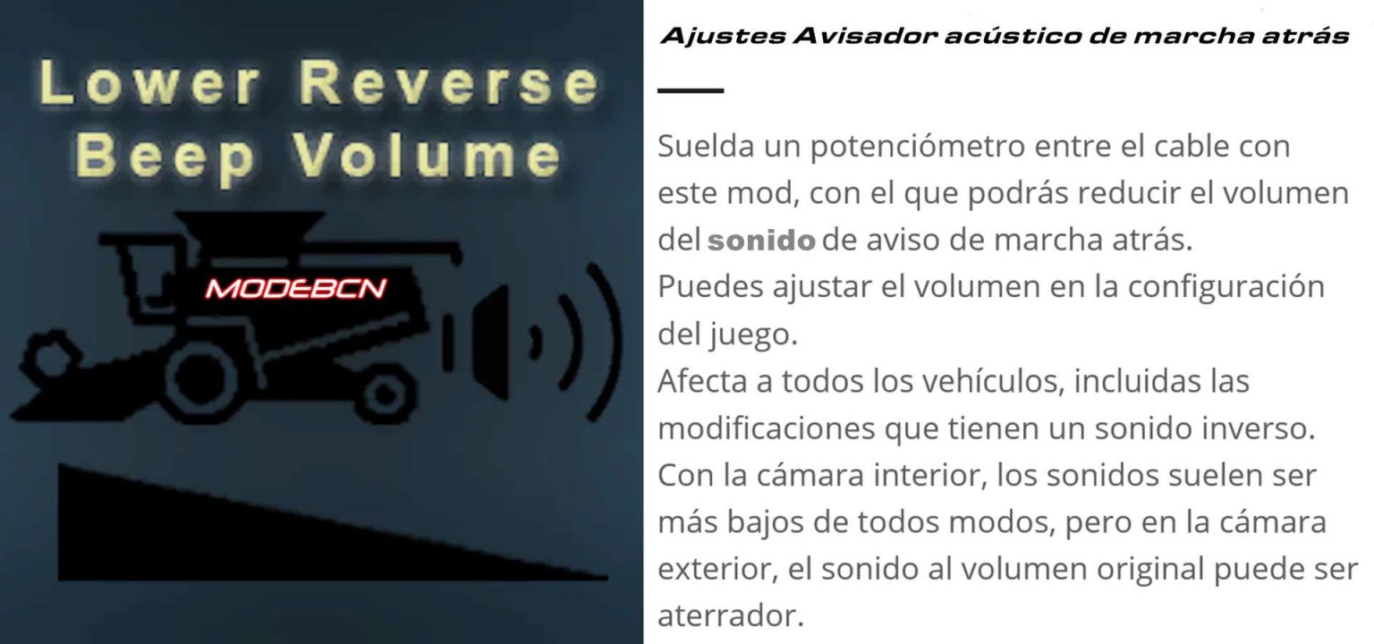 Lower Reverse Beep Vol ESPANOL v1.0.0.3 - FS25 / FS22 Mod