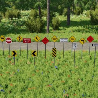 US Road Signs Pack v1.0.0.0 - FS25 / FS22 Mod