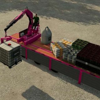 Platform Trailer With Crane v1.0.0.0 - FS25 / FS22 Mod