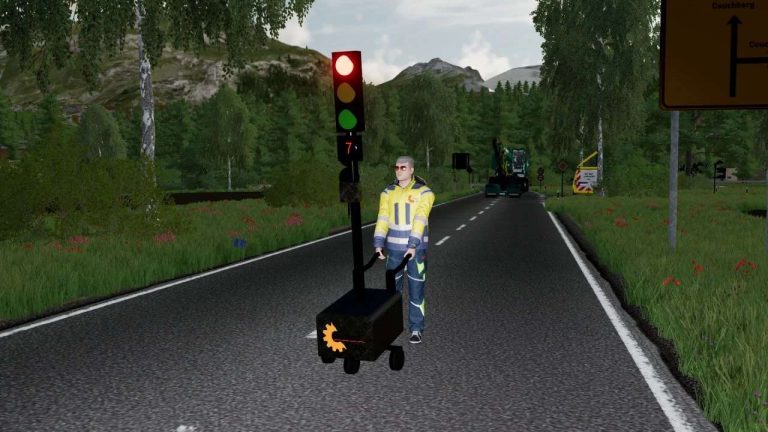 Mobile construction site traffic lights v1.1.0.0 - FS25 / FS22 Mod