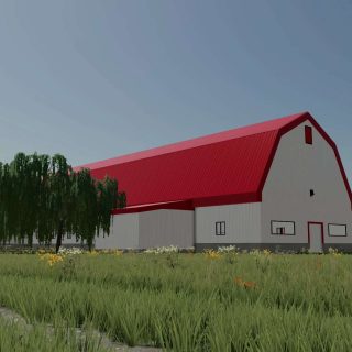 Cow Barn Red/White style v1.0.0.0 - FS25 / FS22 Mod