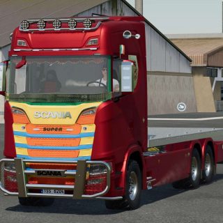 Scania S520/730 V8 Flatbed v1.0.0.0 - FS25 / FS22 Mod