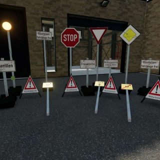 Construction site signs pack v1.1.0.0 - FS25 / FS22 Mod