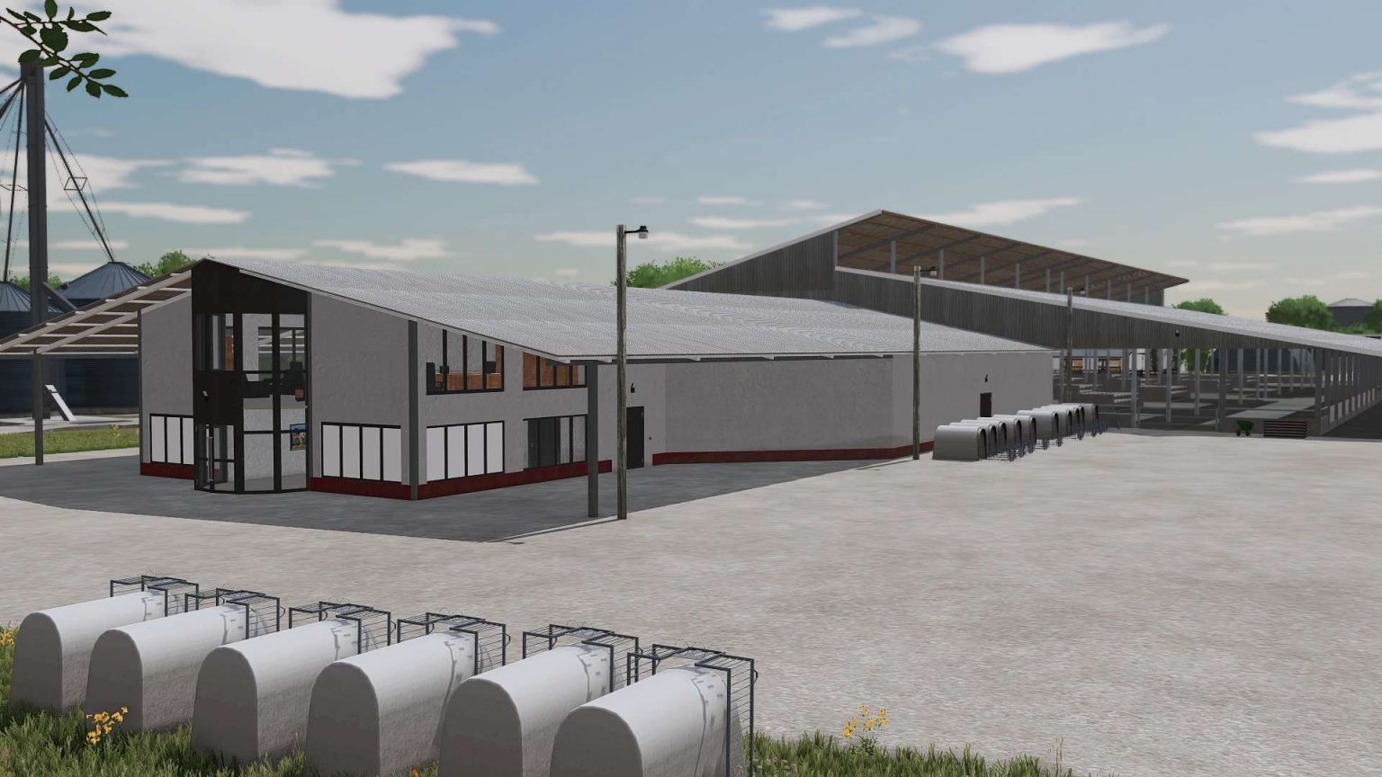 Large scale Dairy barn with rotary parlor v1.0.0.0 - FS25 / FS22 Mod