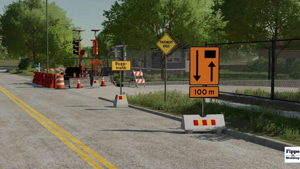 Swedish Construction Sign Pack v1.0.0.0 - FS25 / FS22 Mod