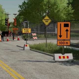 Swedish Construction Sign Pack v1.0.0.0 - FS25 / FS22 Mod