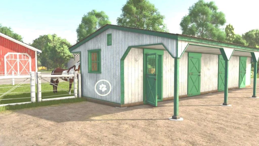 Horse stable with working doors V1.0.0.2 - FS25 / FS22 Mod