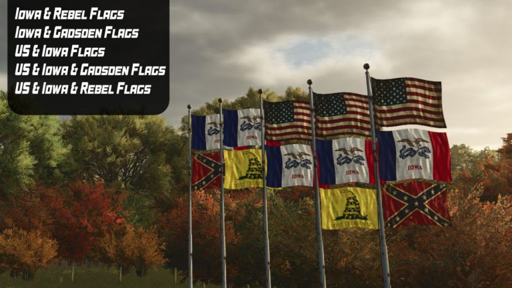 USA & Iowa flags pack V1.0.0.0 - FS25 / FS22 Mod