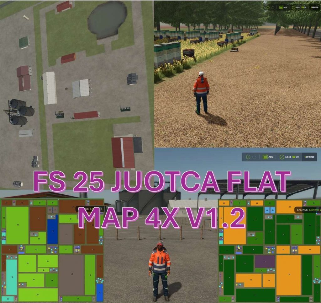 JUOTCA FLAT MAP 4X V1.2.1.0 - FS25 / FS22 Mod