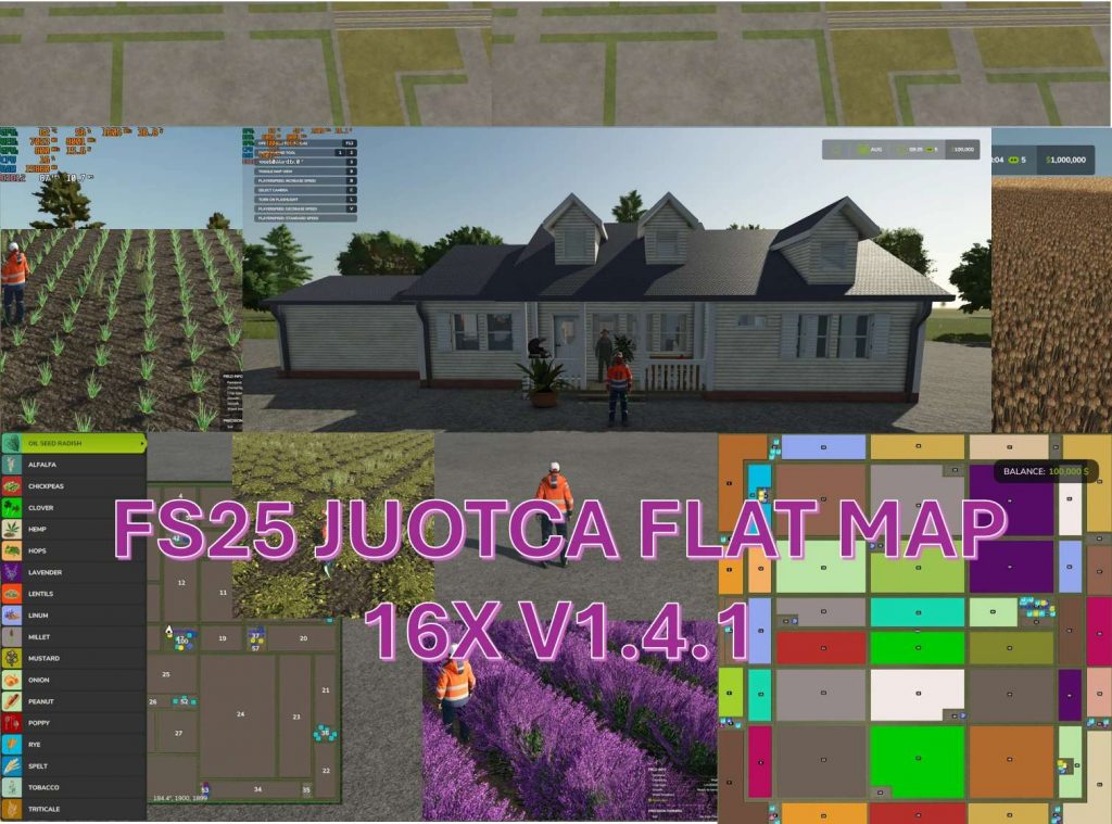 JUOTCA FLAT MAP 16X V1.4.1.0 - FS25 / FS22 Mod