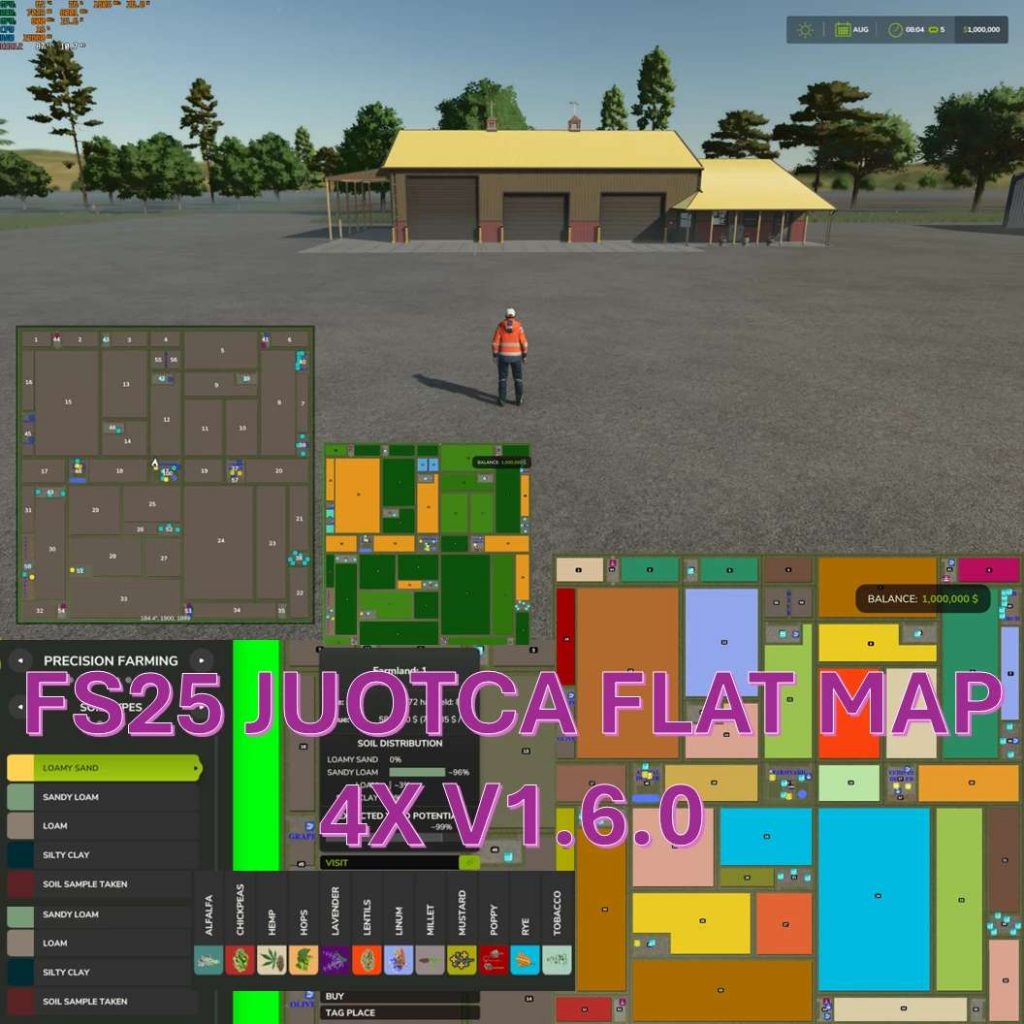 JUOTCA FLAT MAP 4X V1.6.0.0 - FS25 / FS22 Mod