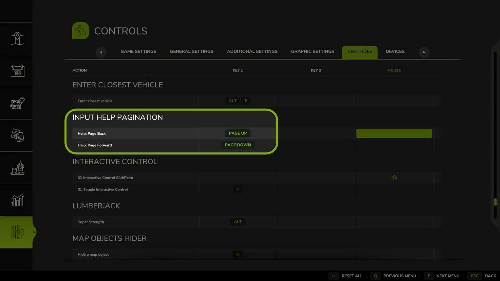 Input Help Pagination v1.1.1.0 - FS25 / FS22 Mod
