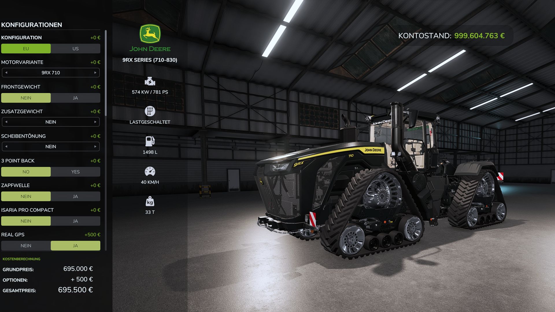 John Deere 9R 710-830 Signature Edition v1.0.0.1 - FS25 / FS22 Mod