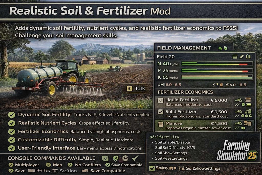 Realistic Soil & Fertilizer v1.0.1.3 - FS25 / FS22 Mod