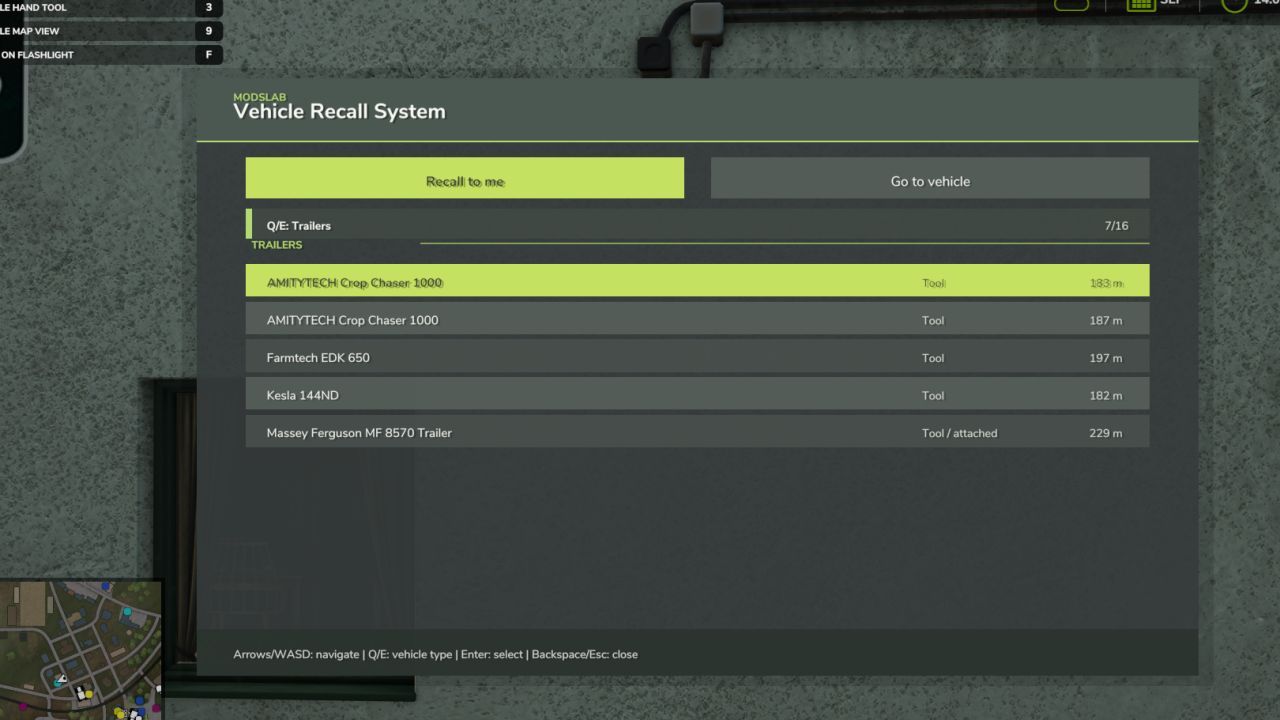 Vehicle Recall System V1.0.0.4 - FS25 / FS22 Mod