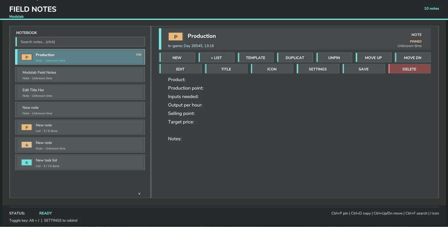 Field Notes v2.0.0.0 - FS25 / FS22 Mod