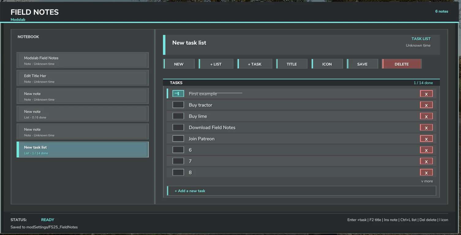 Field Notes v2.0.0.0 - FS25 / FS22 Mod